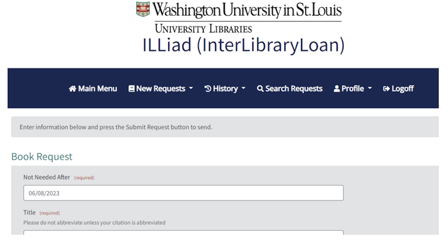 Redesigned ILLiad Webpages to Launch - WashU Libraries