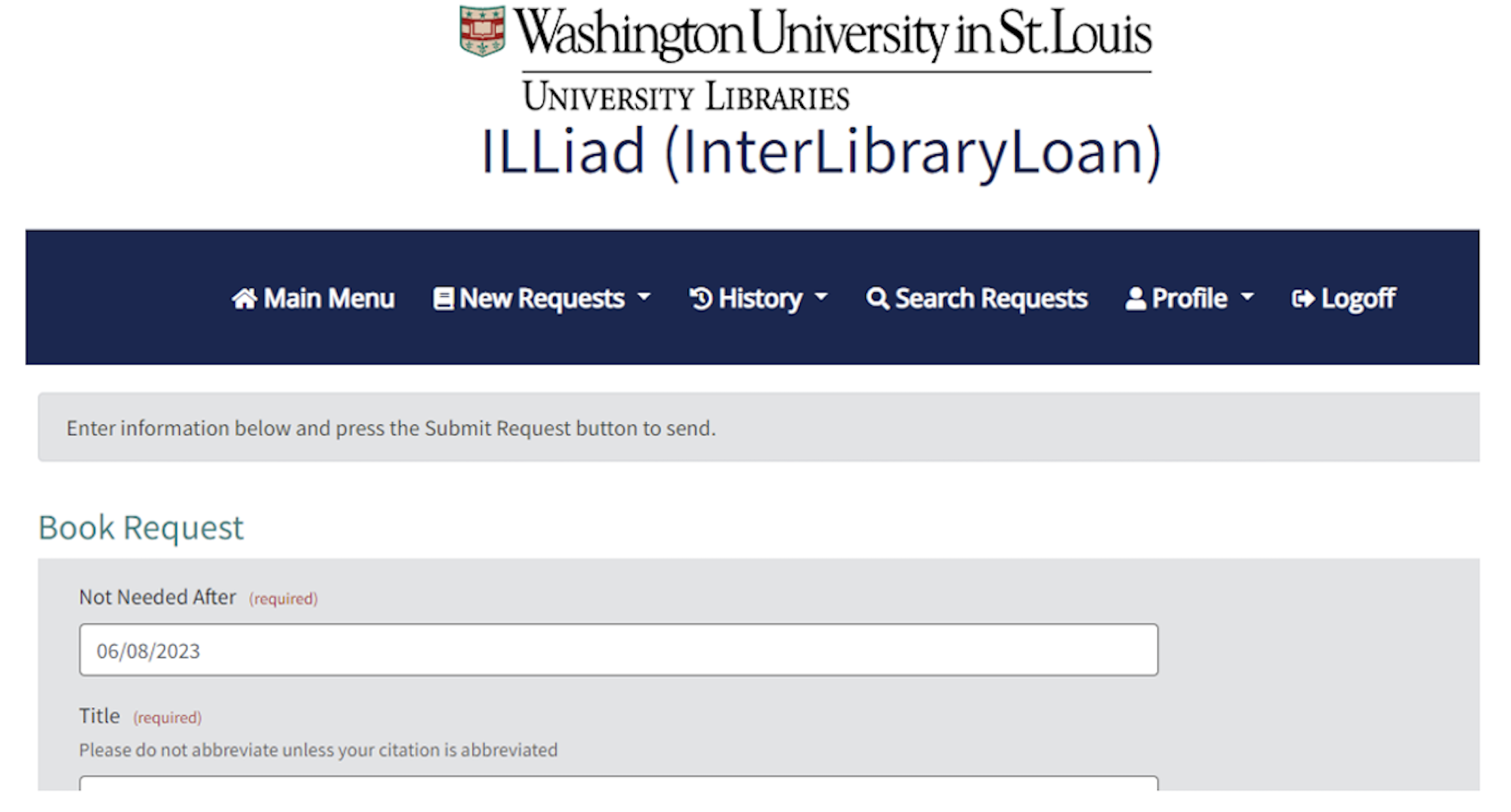 Redesigned ILLiad Webpages to Launch - WashU Libraries